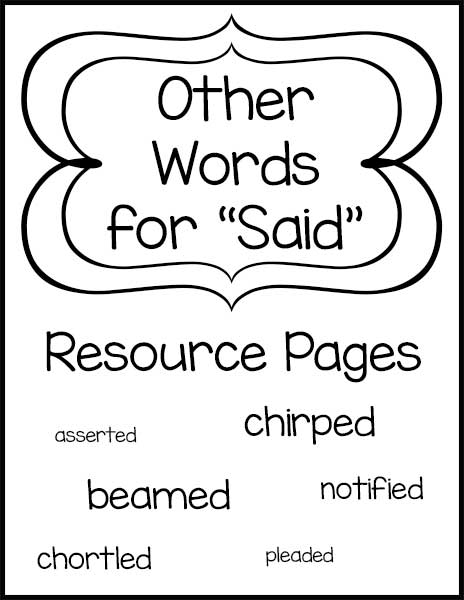 Other Words for "Said" Resource Pages - Warm Hearts Publishing