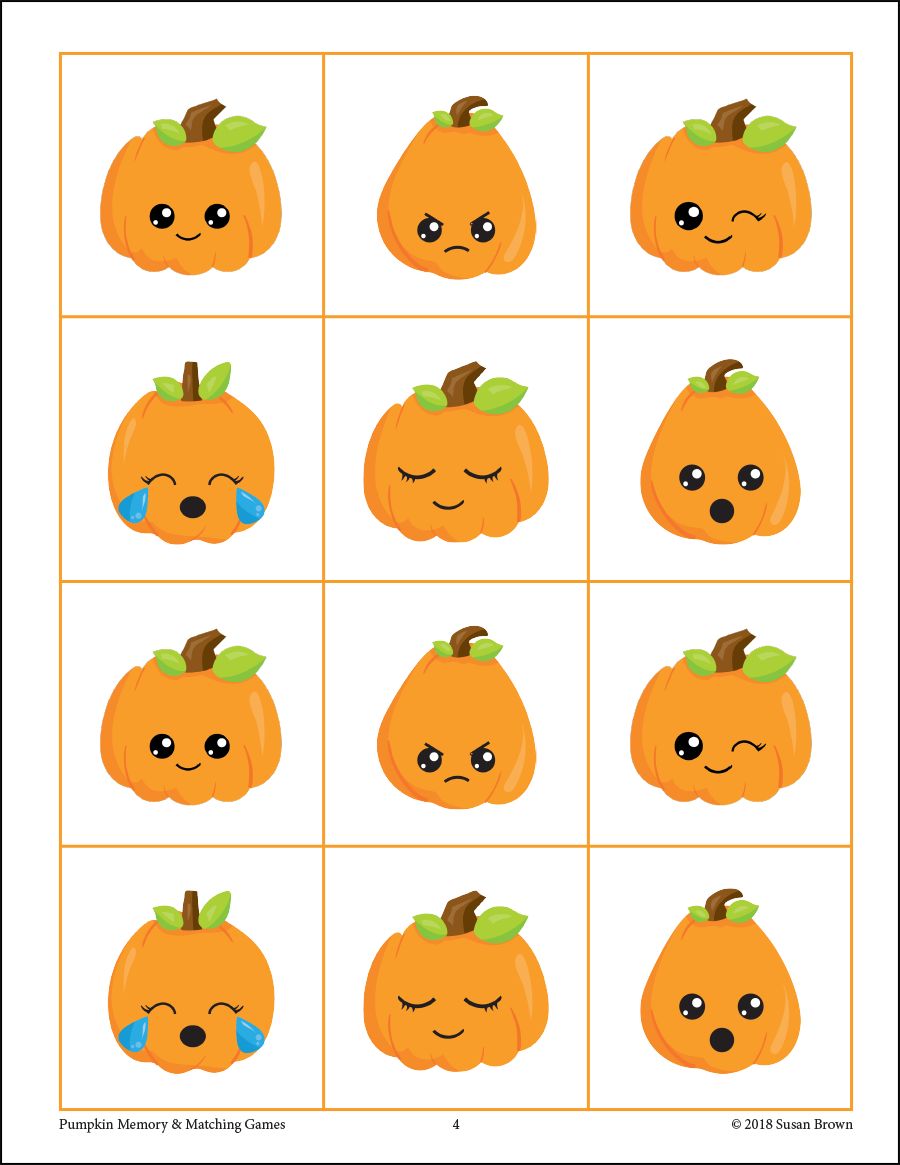 Pumpkin Memory and Matching Games - Warm Hearts Publishing