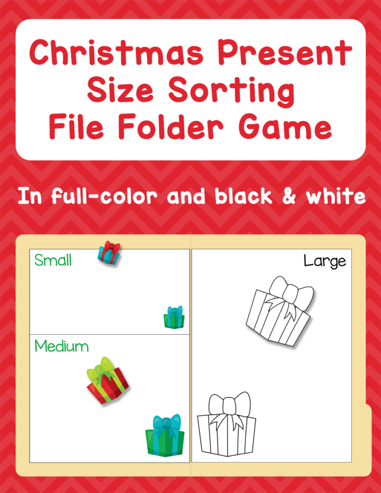 Christmas Present Size Sorting File Folder Game - Warm Hearts Publishing